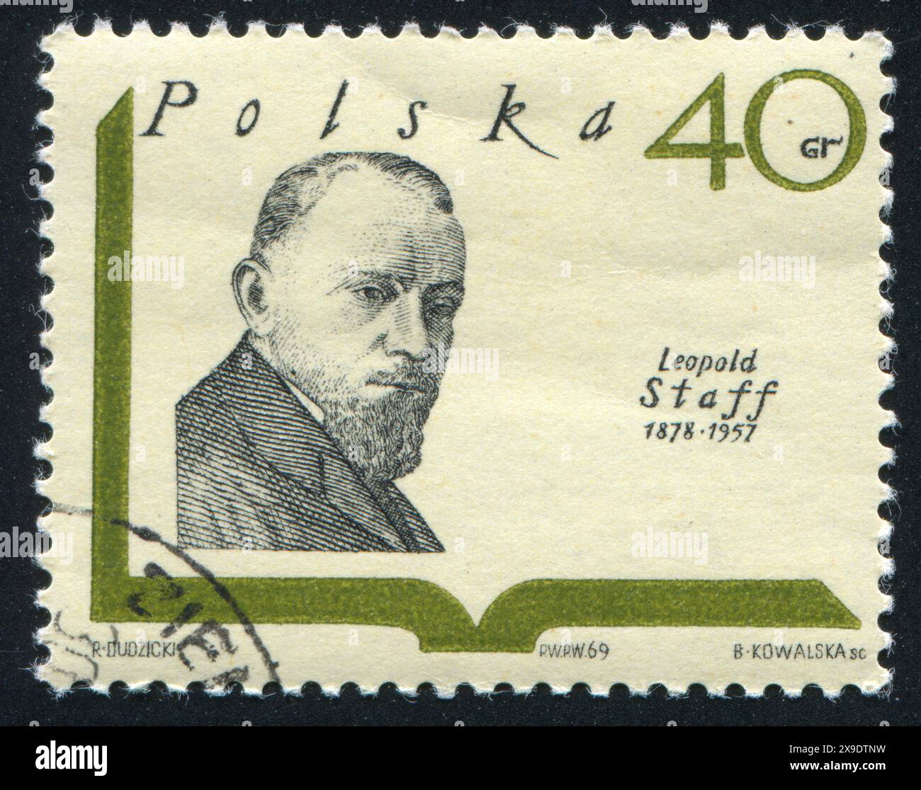 POLAND - CIRCA 1969: stamp printed by Poland, shows Leopold Staff ...