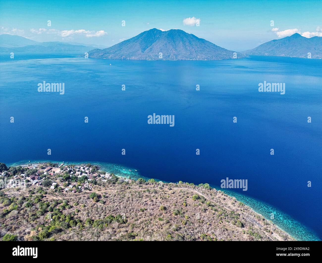 Indonesia Alor - Drone view Ternate Island and Pura Island coast line ...