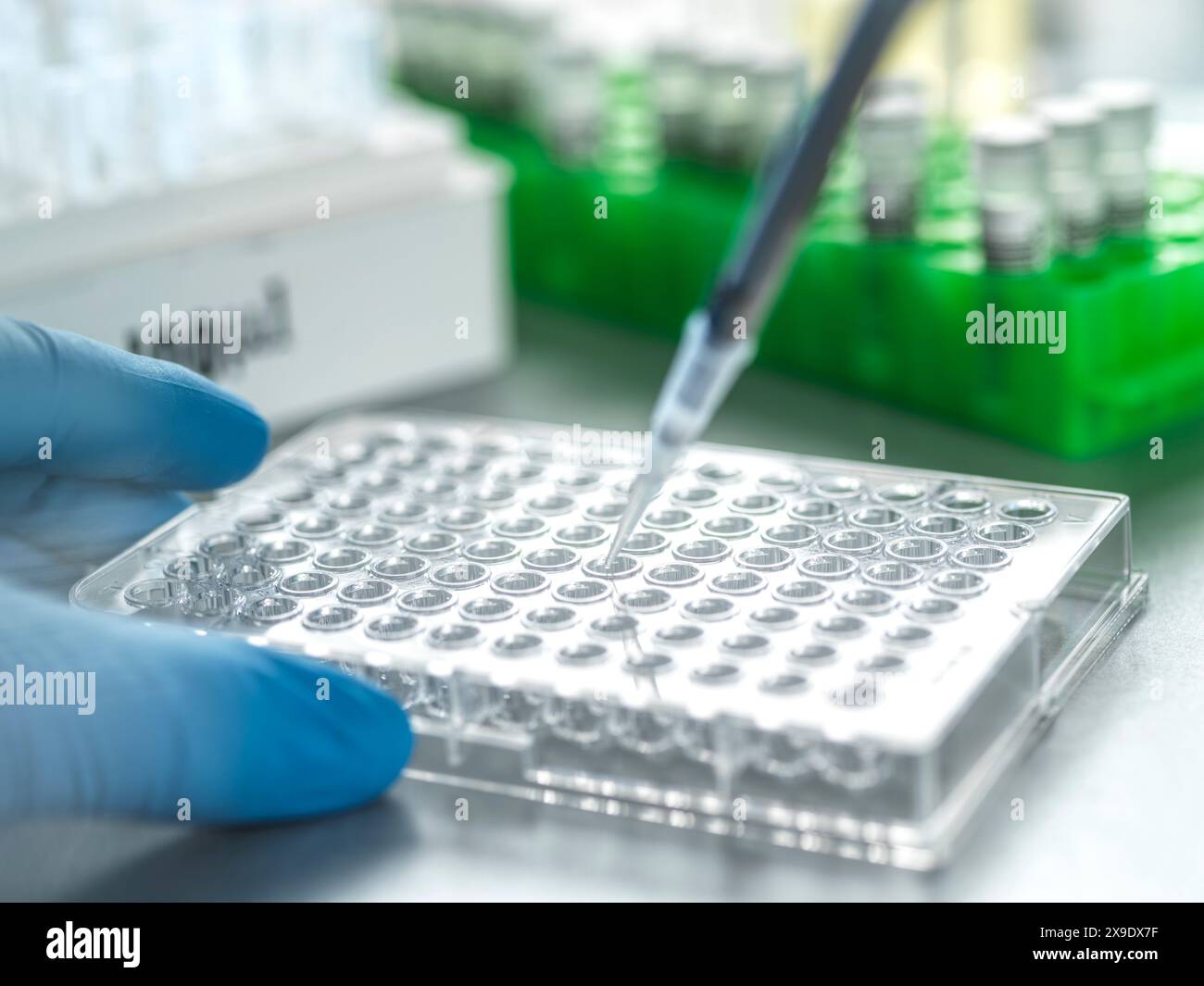 Genomics, Pipetting DNA sample for analysis in lab Stock Photo - Alamy