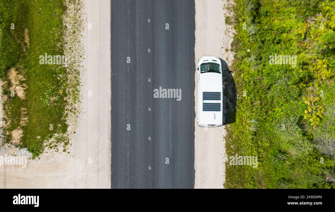 Top-Down Aerial Shot of Camper Van, Oliphant, Ontario Stock Photo - Alamy