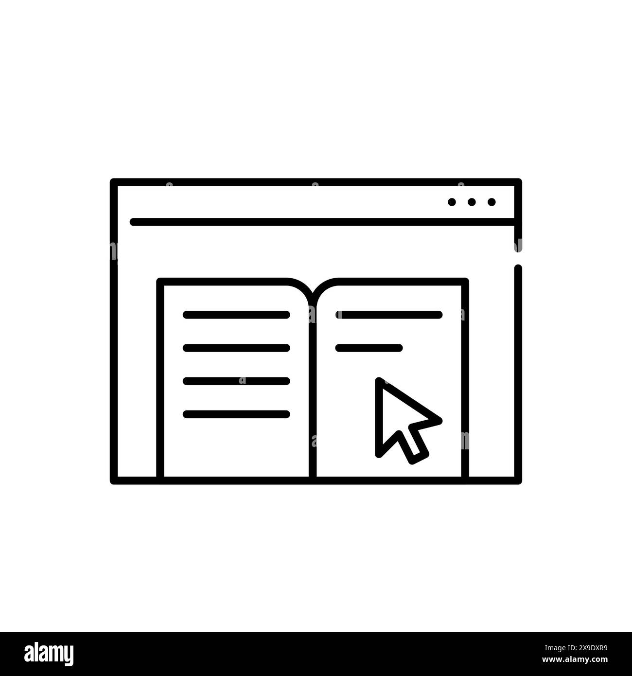 Web browser page with text and mouse click. Virtual book navigation and ...