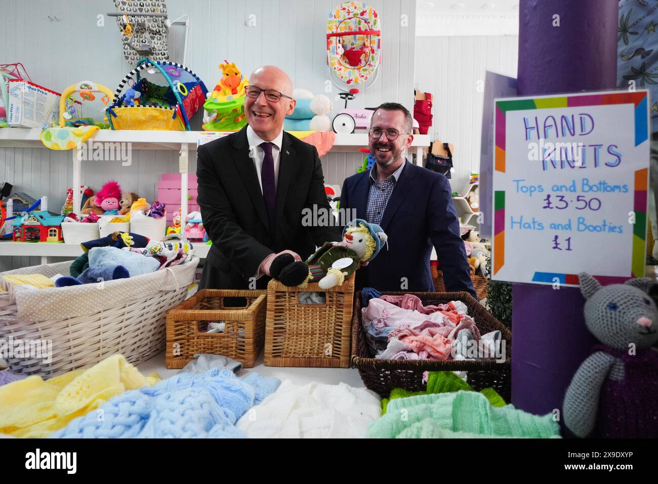 Scottish National Party leader John Swinney alongside local candidate ...