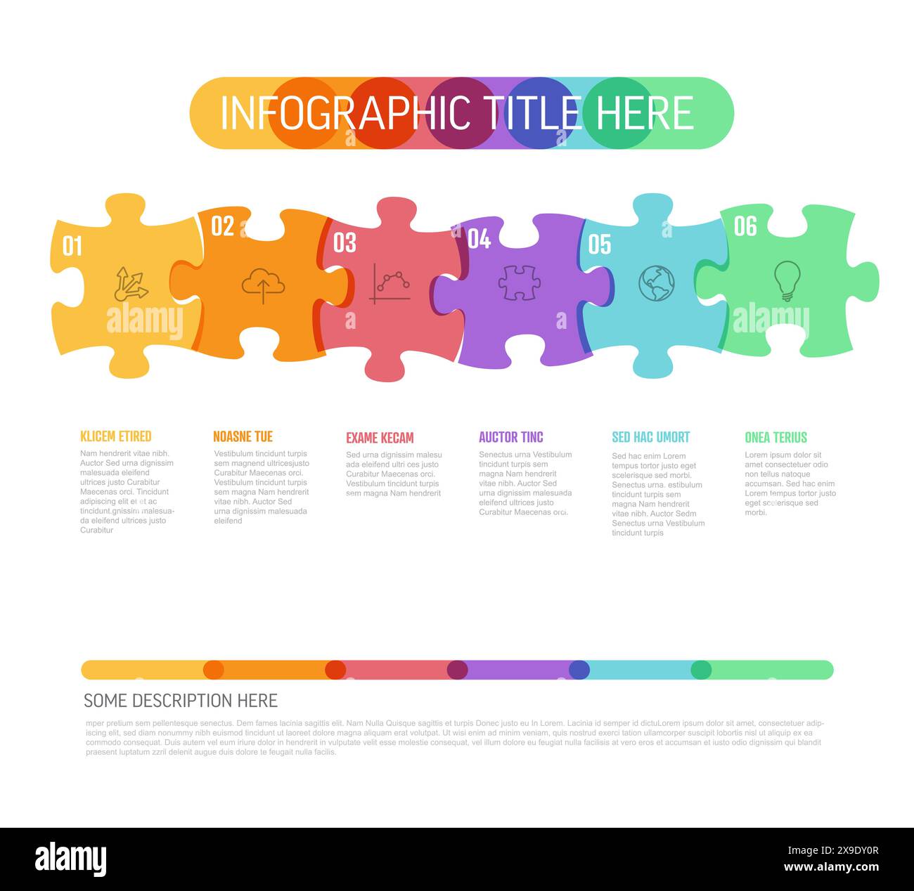 Six steps multipurpose infographic template with puzzle jigsaw pieces ...