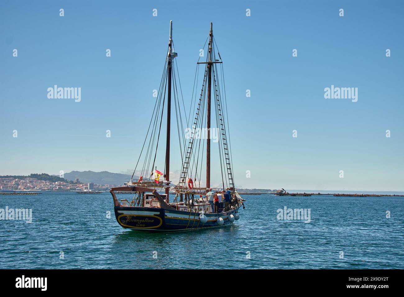 Vigo, Pontevedra, Spain; May, 29,2024; The Evangelina schooner boat is ...