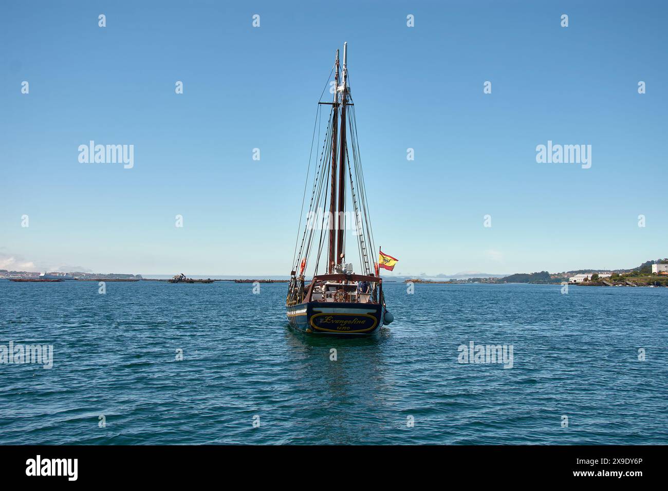 Vigo, Pontevedra, Spain; May, 29,2024; The Evangelina schooner boat is ...