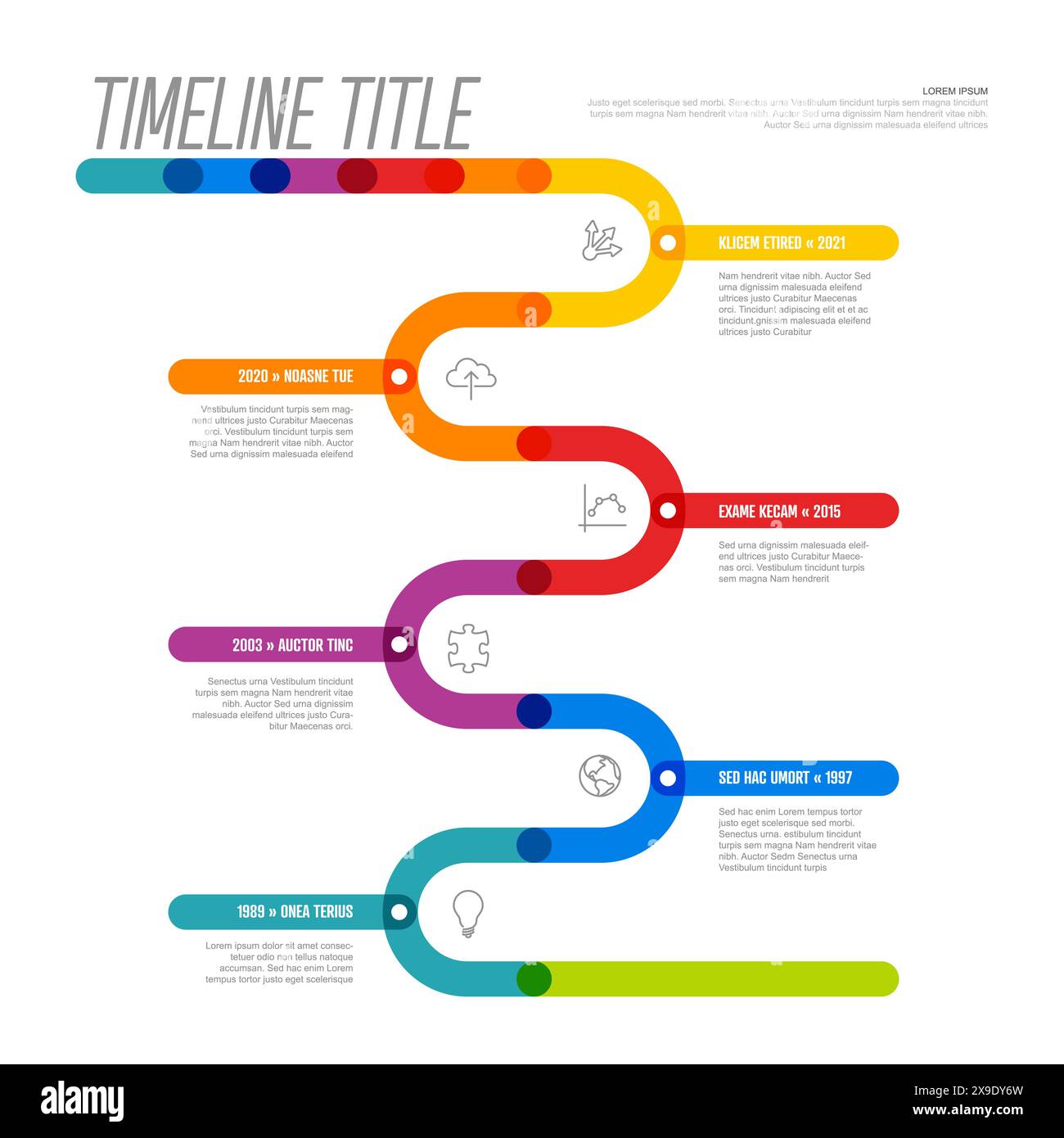 Simple timeline template made of rainbow color thick line segments ... Simple timeline template made of rainbow color thick line segments ...