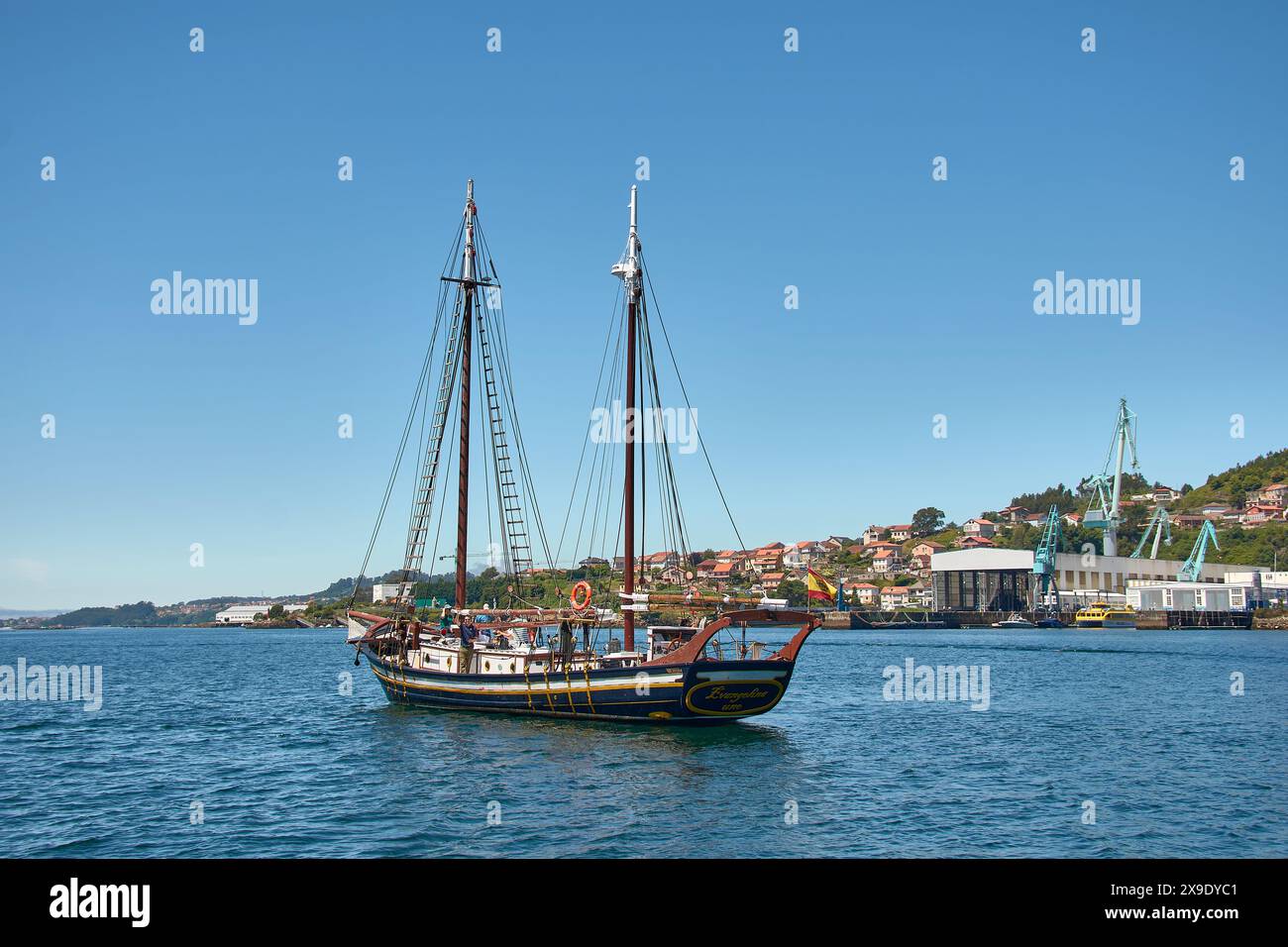 Vigo, Pontevedra, Spain; May, 29,2024; The Evangelina schooner boat is ...