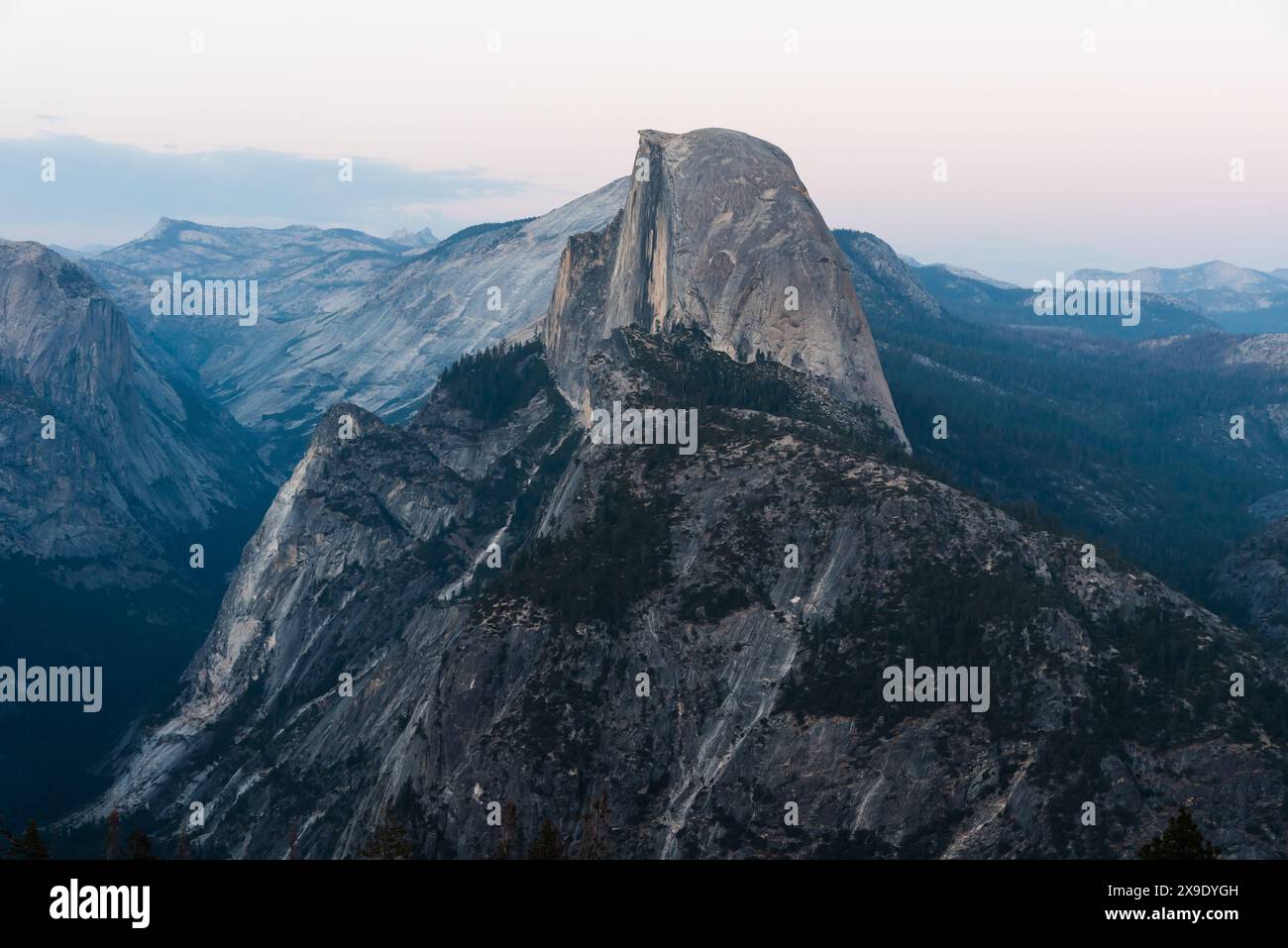 Close-up view of Half Dome in Yosemite showcasing its granite face ...