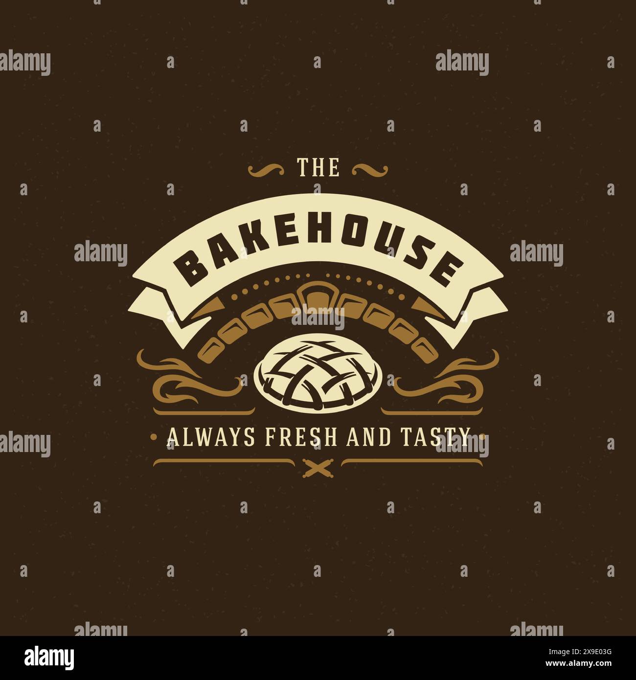 Bakery badge or label retro vector illustration. Pie and oven ...