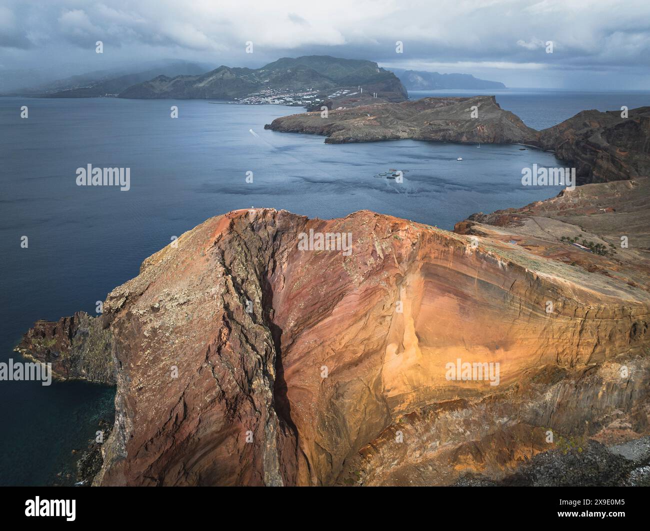 Aerial view of red cliffs in Madeira Stock Photo - Alamy