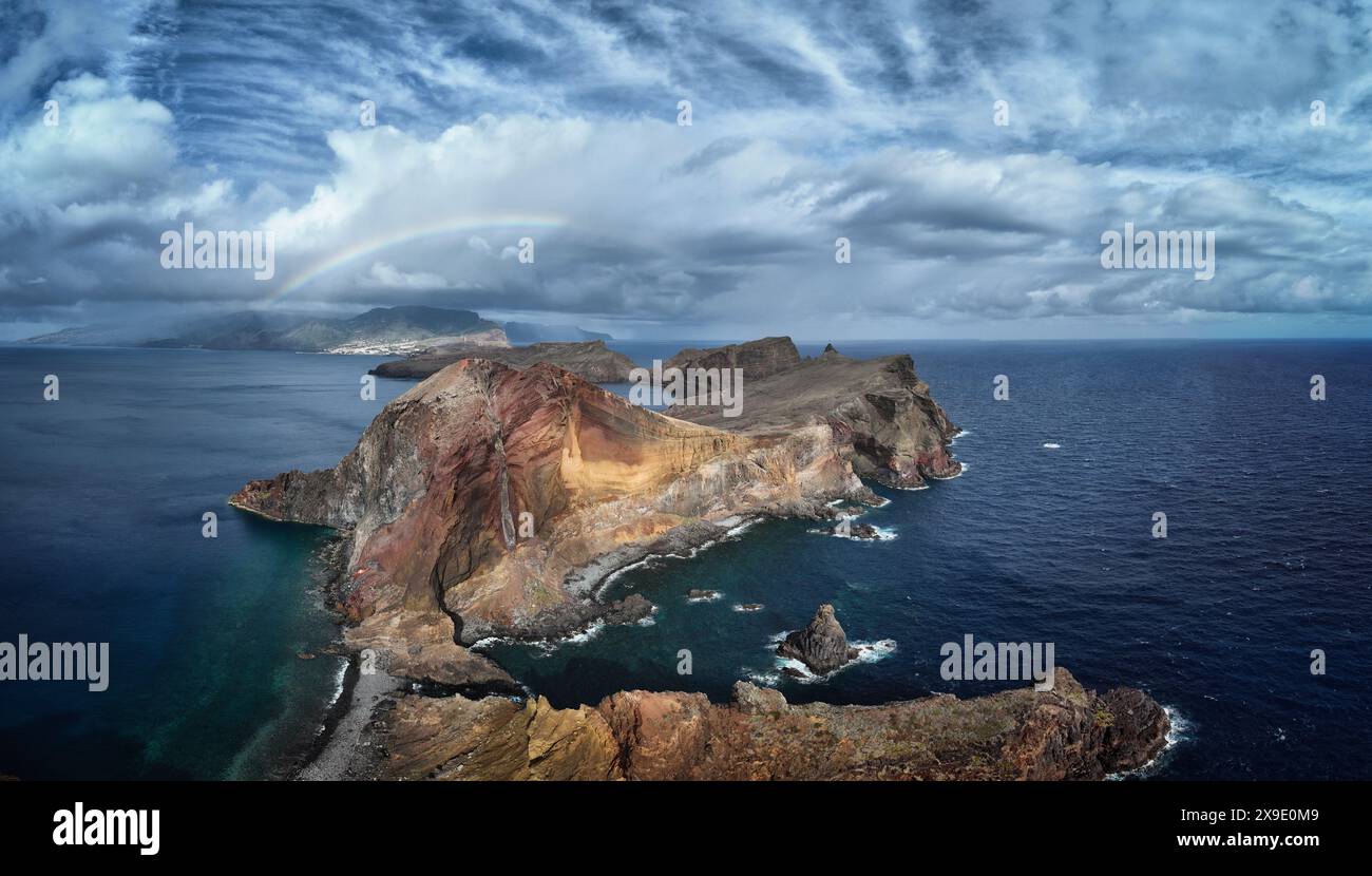 Aerial view of red cliffs in Madeira Stock Photo - Alamy