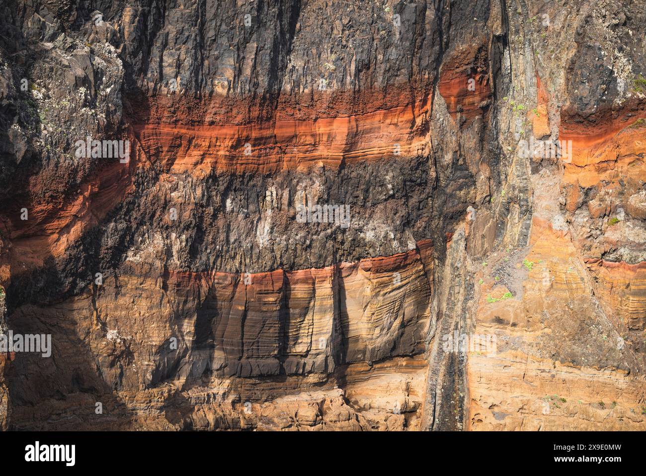 red lines inside the cliffs in madeira Stock Photo - Alamy