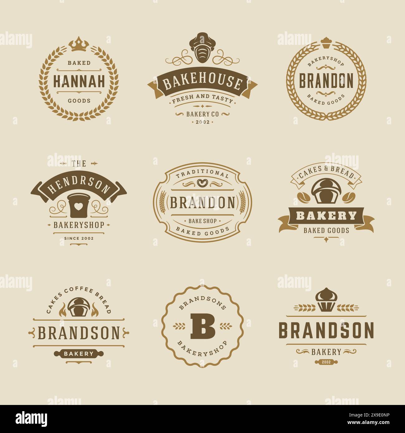 Bakery logos and badges design templates set vector illustration. Good ...