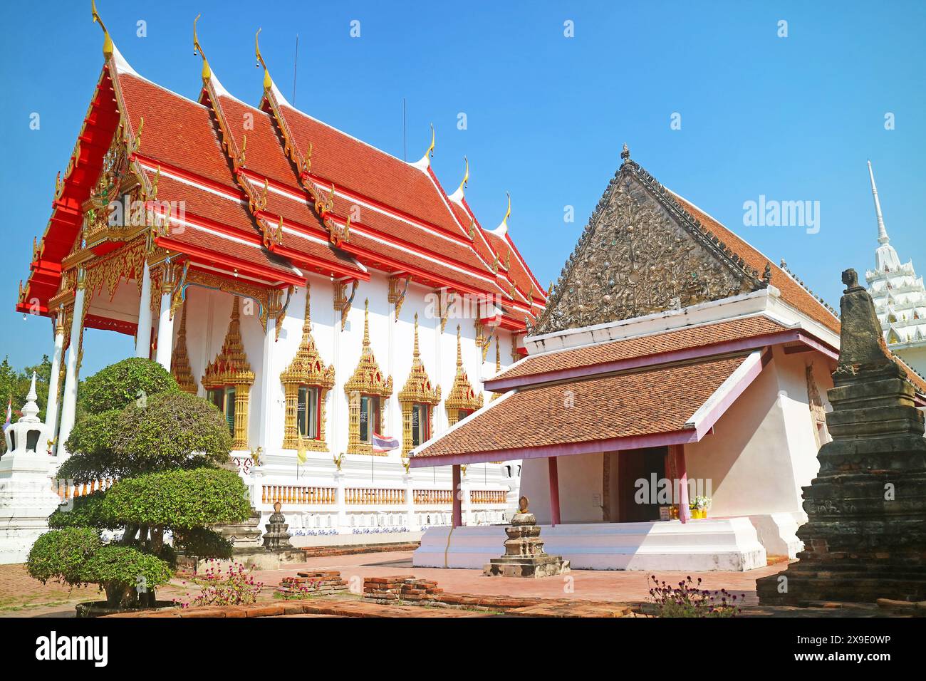 Old Ordination Hall of Wat Chomphuwek Buddhist Temple with the New One ...