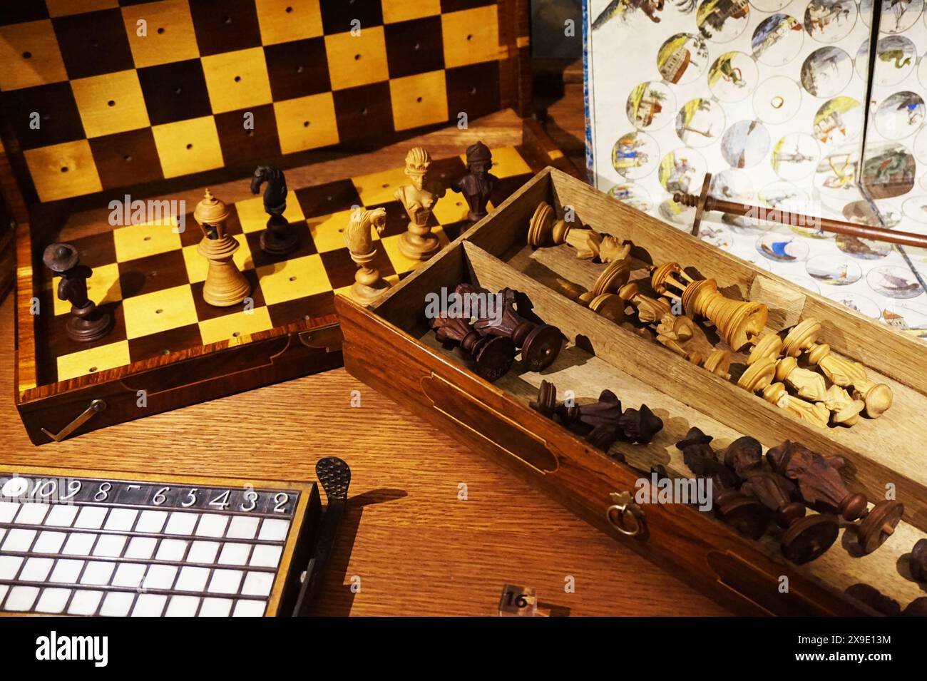 very old chess game as history background Stock Photo - Alamy