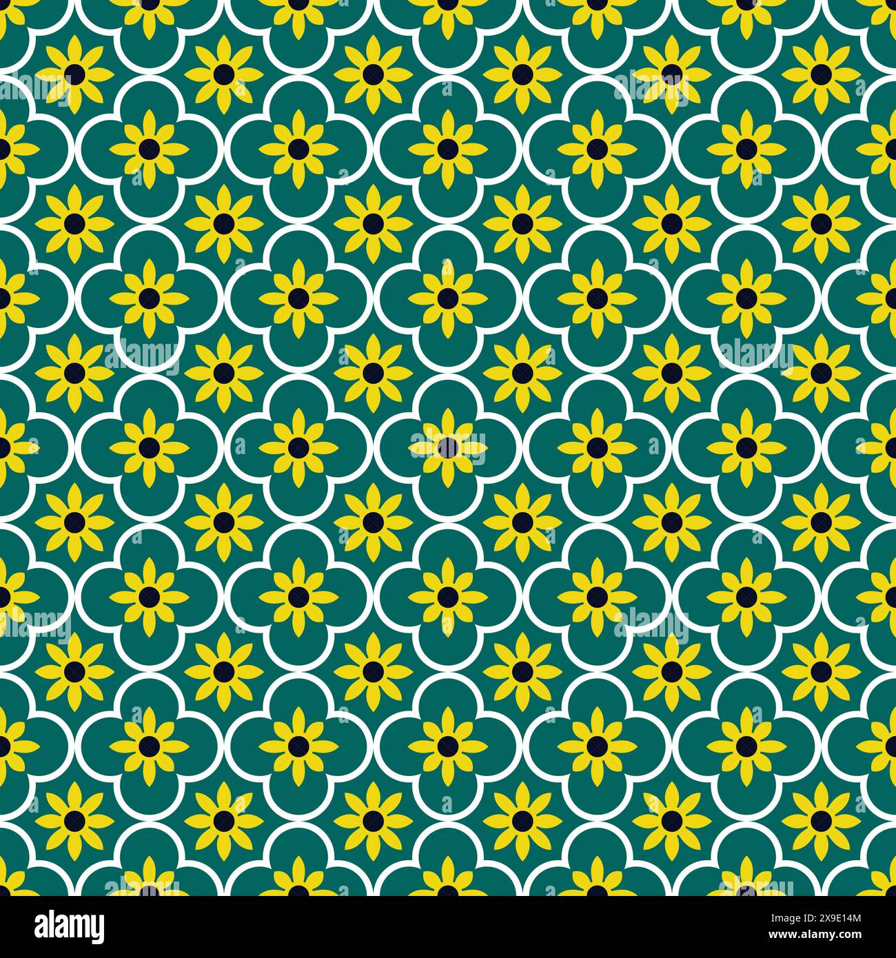 Flower classic tile pattern, geometric background. flower tile vector ...