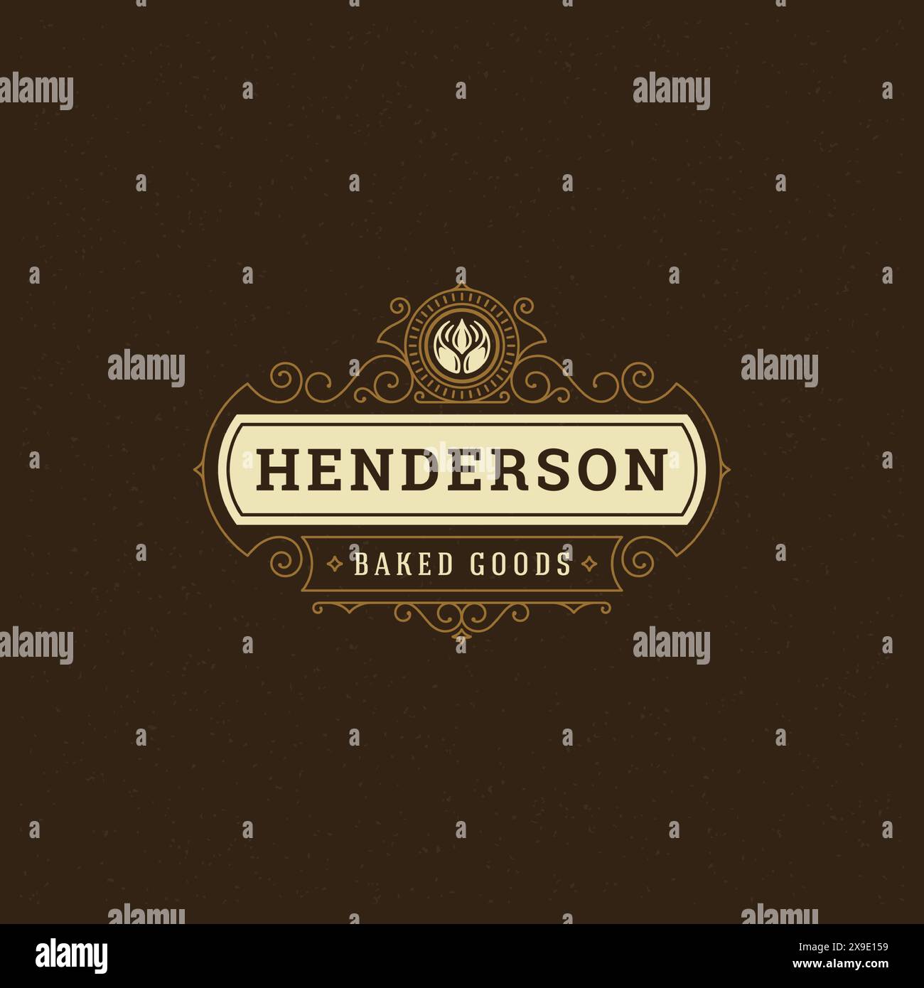 Bakery badge or label retro vector illustration. Flourishes line ...