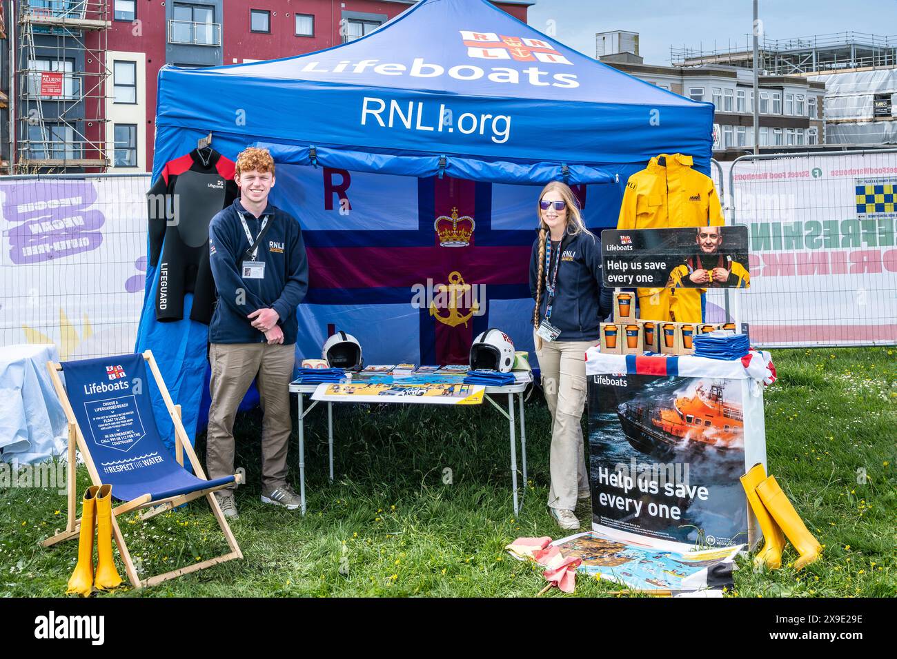 RNLI information stall in Newquay in Cornwall in the UK Stock Photo - Alamy