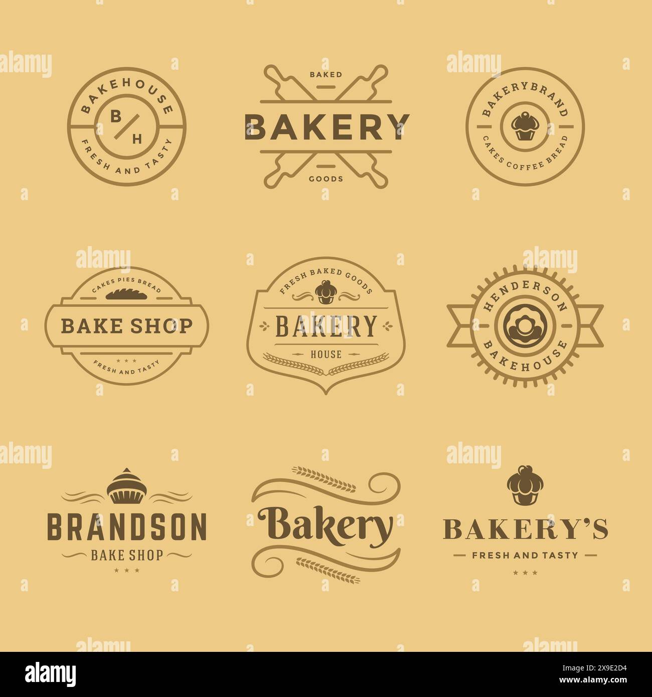 Bakery logos and badges design templates set vector illustration. Good ...