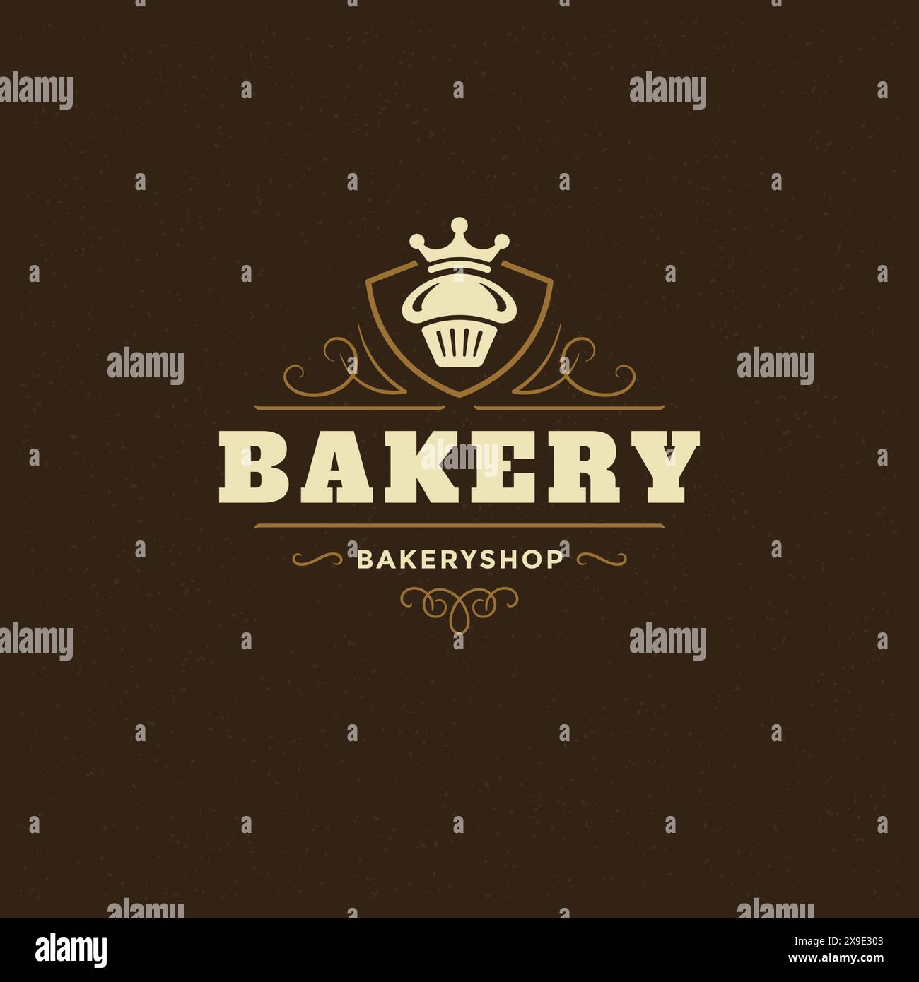 Bakery badge or label retro vector illustration. Cupcake silhouette for ...