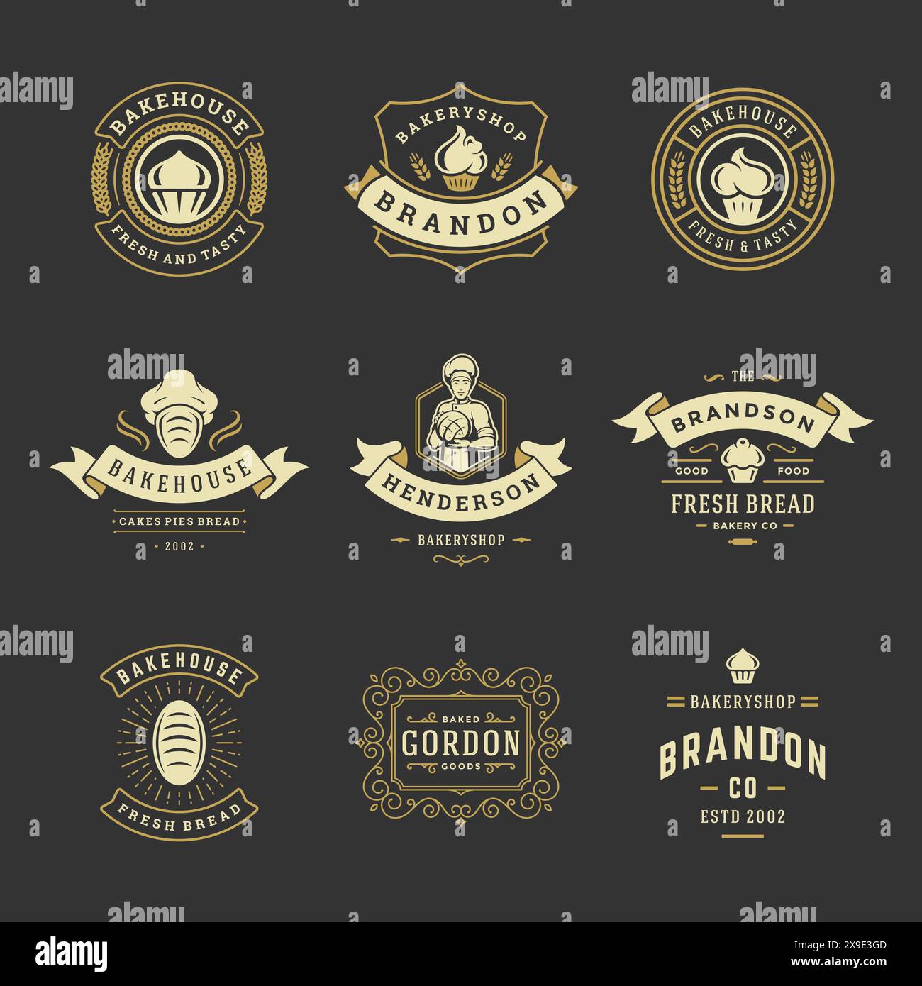 Bakery shop logo elements Stock Vector Images - Alamy