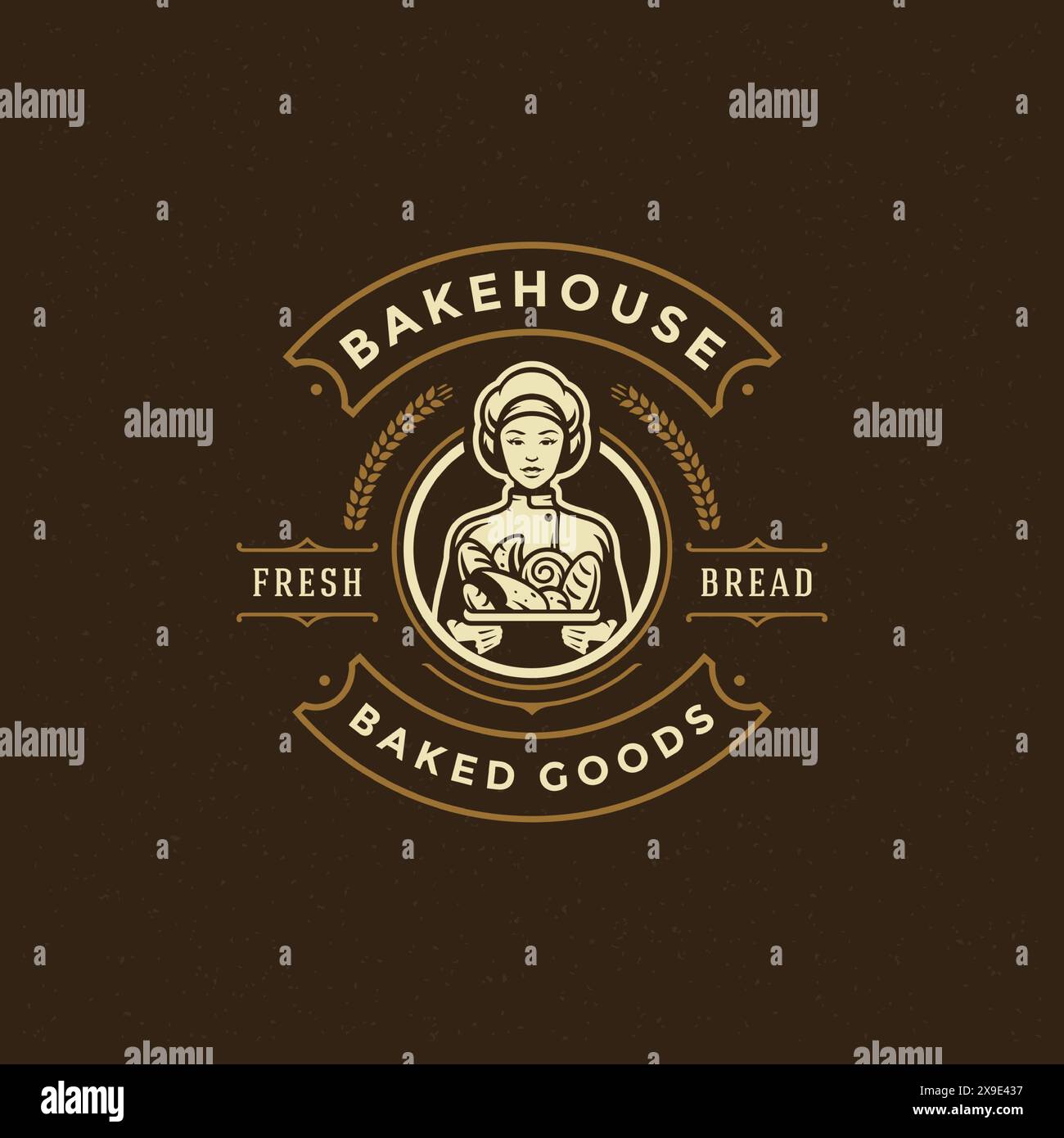 Woman baker basket bread Stock Vector Images - Alamy