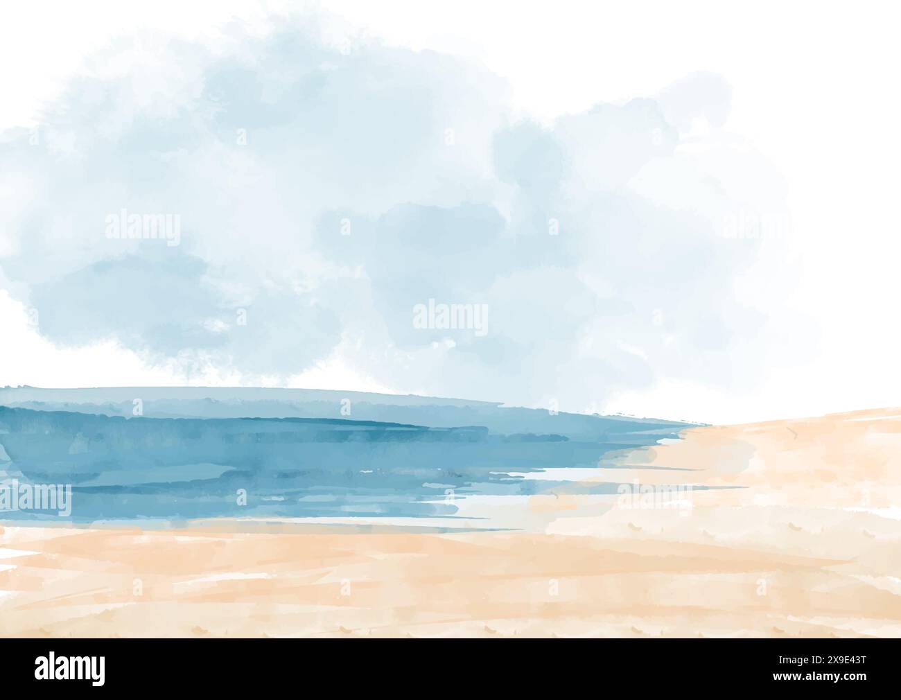 Hand painted minimal watercolour beach themed landscape Stock Vector ...