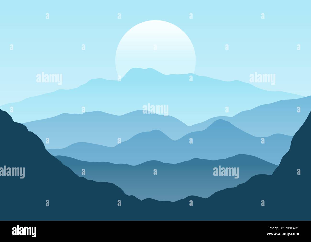 Moon in blue sky minimal Stock Vector Images - Alamy