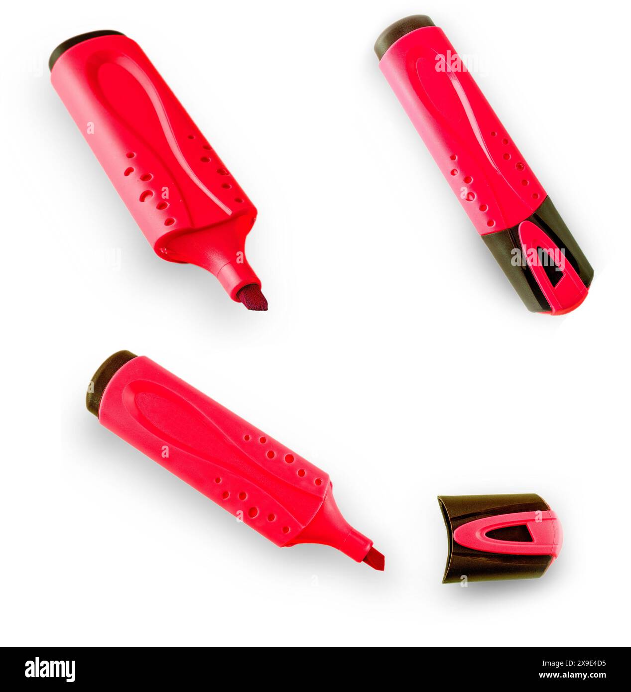 The Set of red colored marker isolated on white background Stock Photo ...