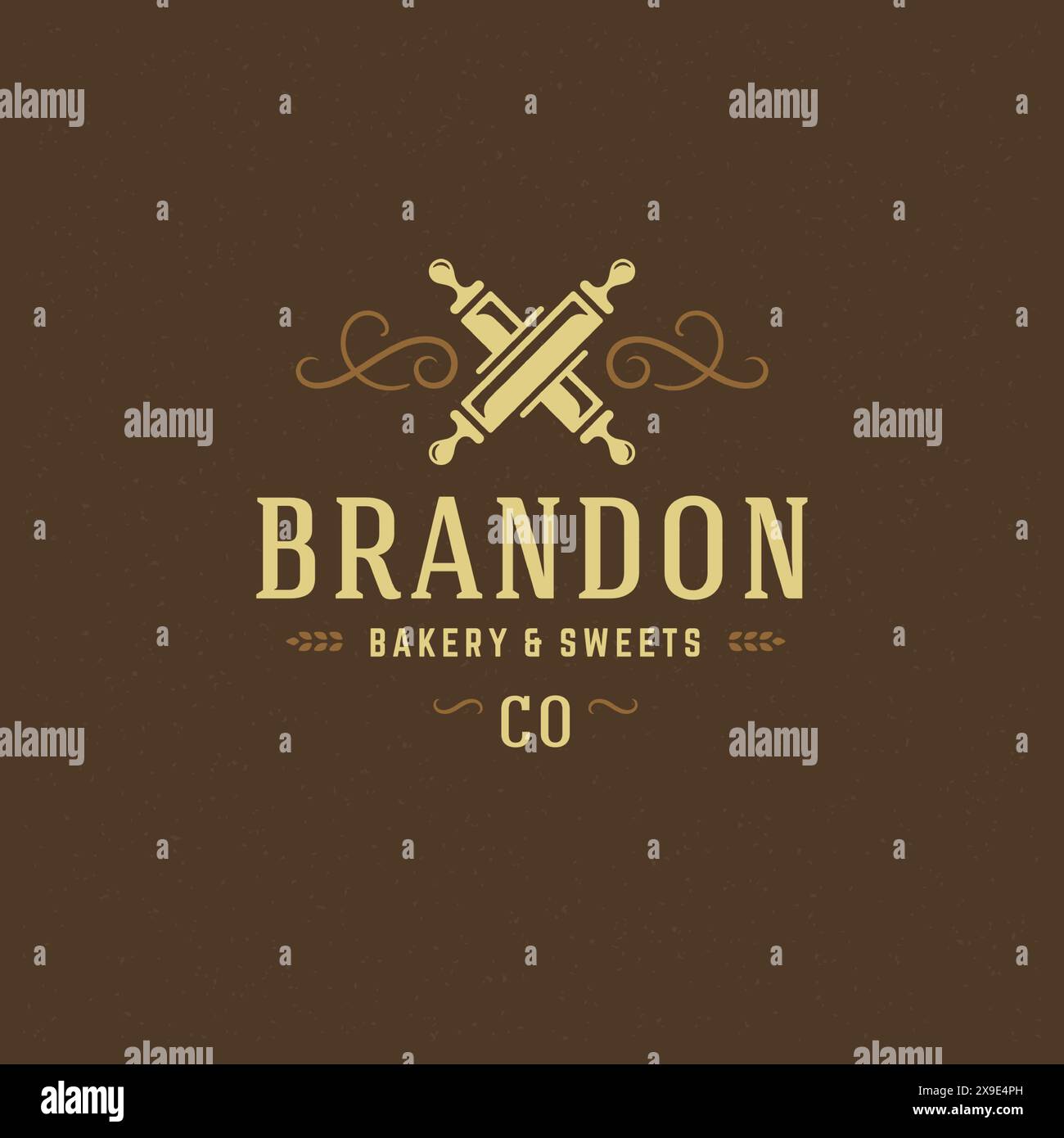 Bakery badge or label retro vector illustration. Rolling pin silhouette ...