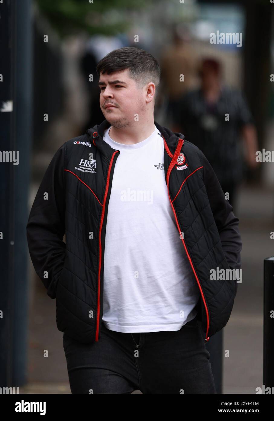 Jordan Devine arrives at Laganside Court, Belfast, where he and two ...