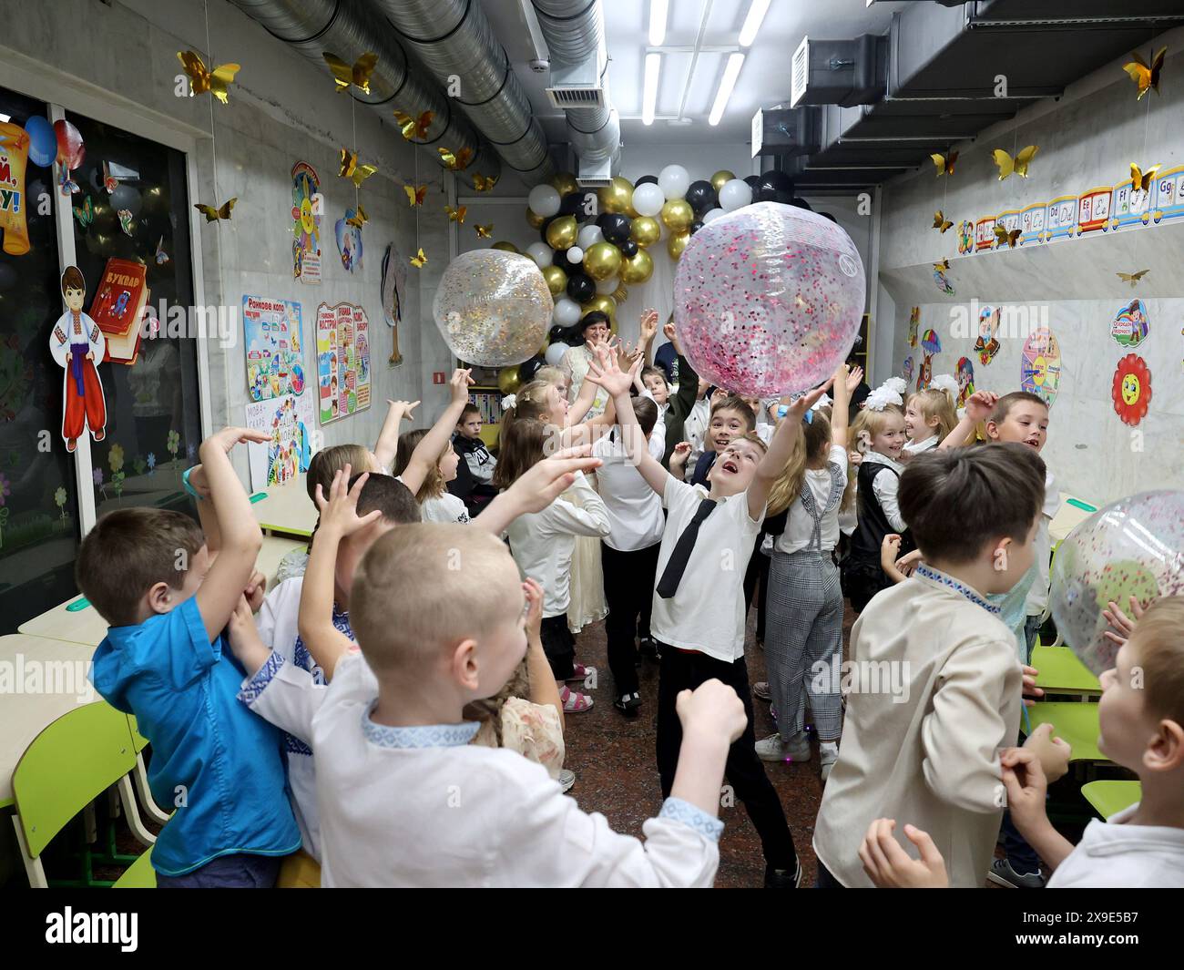 KHARKIV, UKRAINE - MAY 31, 2024 - Students have fun during the Last ...