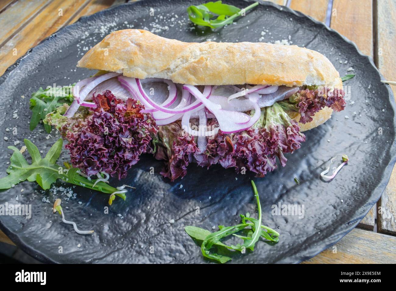 Fischbrötchen mit Matjes Hering *** Fish roll with matjes herring Stock ...
