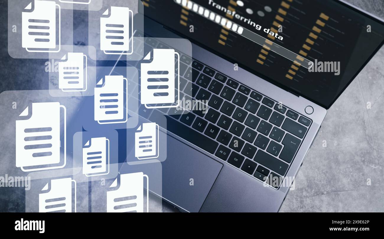 Document Management System DMS. Digital file storage. Database technology. Corporate business ...