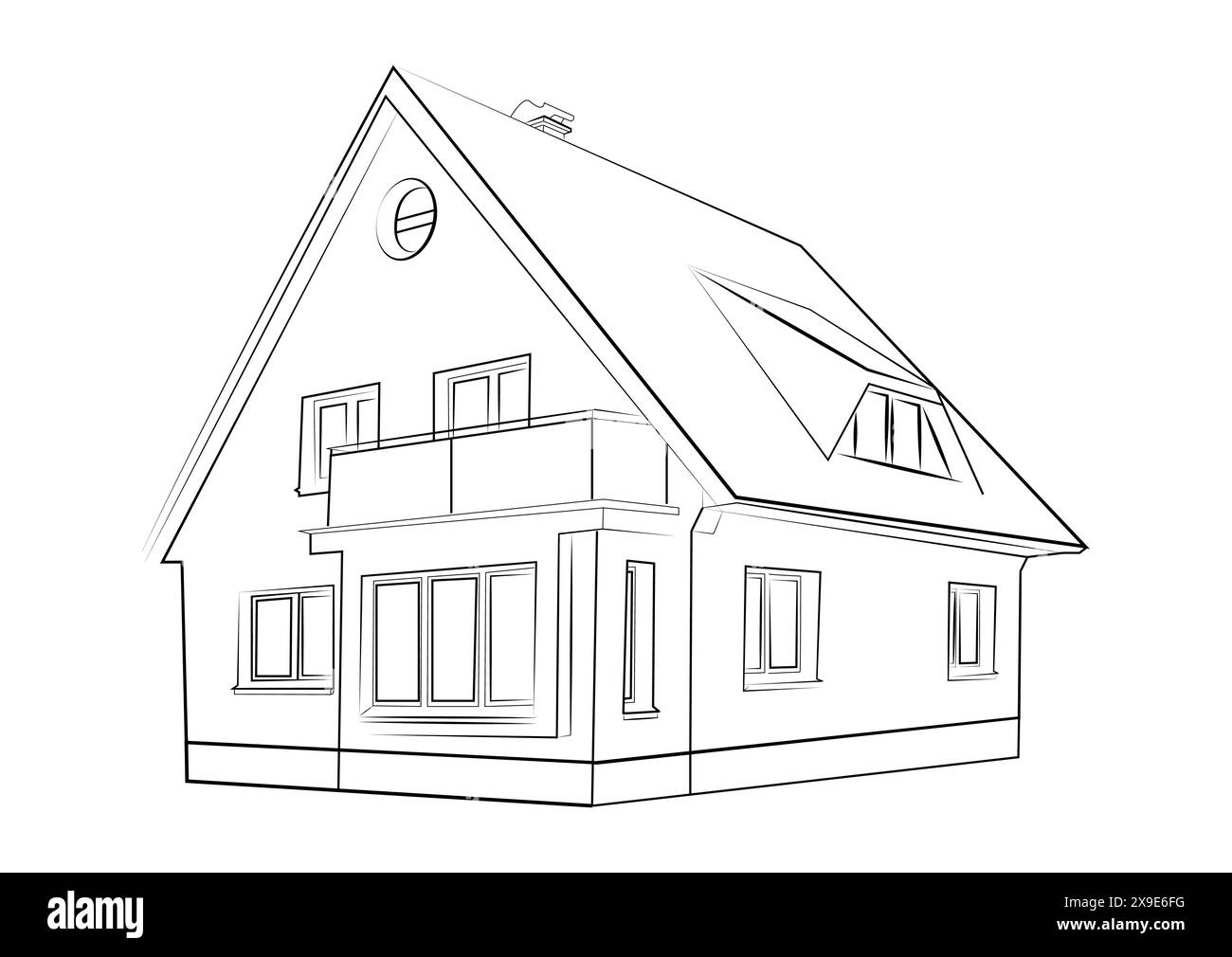 Sketch of a cozy German house. Vector illustration Stock Vector Image ...