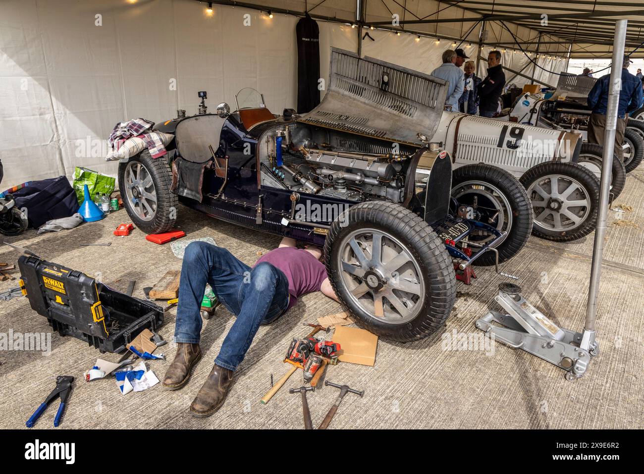 Repair work being undertaken on the 1931 Bugatti Type 51R in the ...