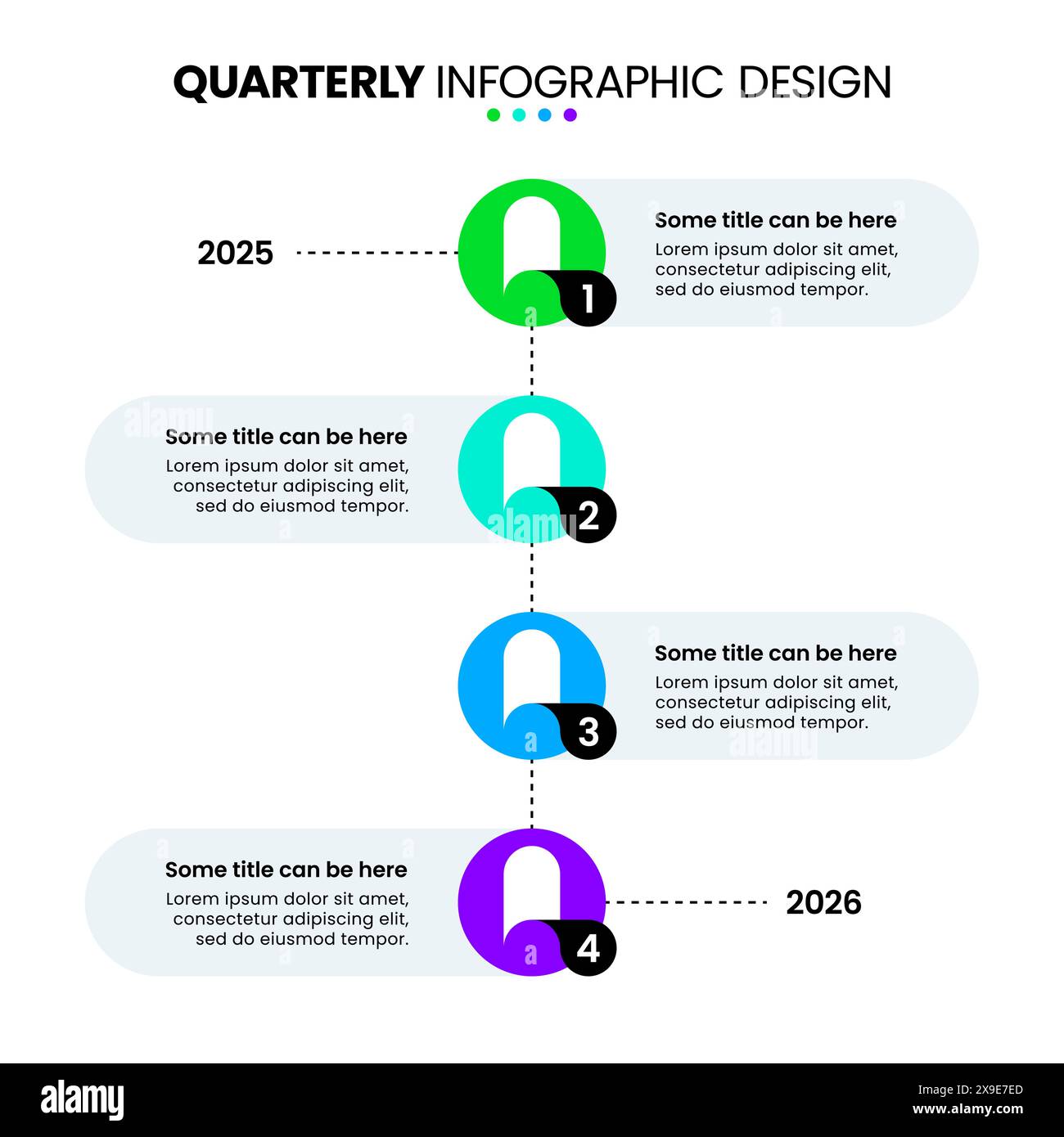 Infographic template with 4 options or steps. Vertical line Can be used ...