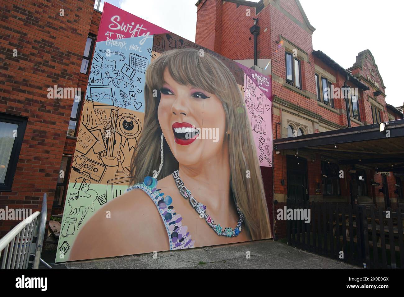 A a mural of Taylor Swift on Phoenix Hotel in Liverpool ahead of ...