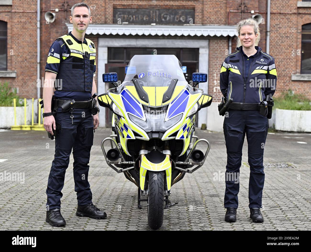 Brussels, Belgium. 31st May, 2024. Police officers wearing the new ...