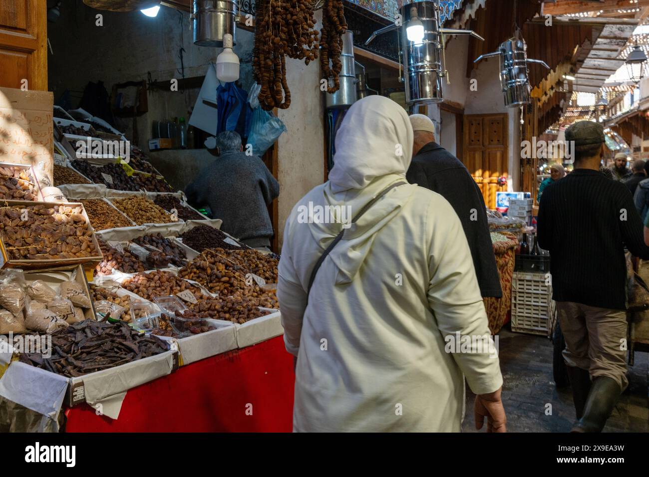 Fez, Morocco - 4 March, 2024: busy market life in the souk and medina ...