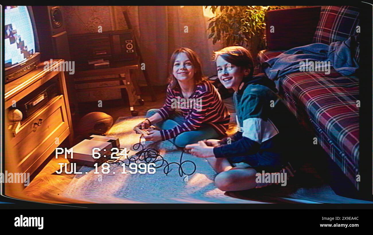 Retro VHS Tape Effect Home Video Concept: Young Brother and Sister ...