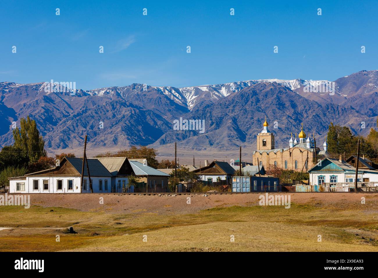 small Central Asia town at sunny autumn afternoon Stock Photo - Alamy