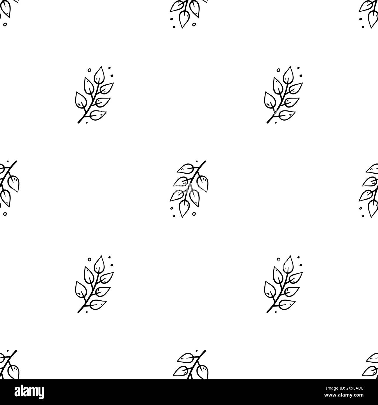 Hand drawn tree branch seamless pattern. Vector floral illustration in ...