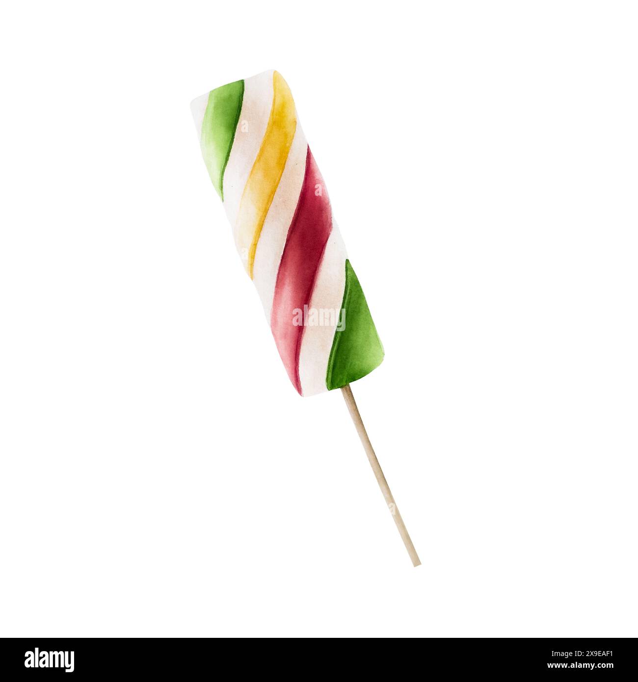 Sweet Ice cream lolly with strawberry, mint, vanilla, raspberry. Hand ...