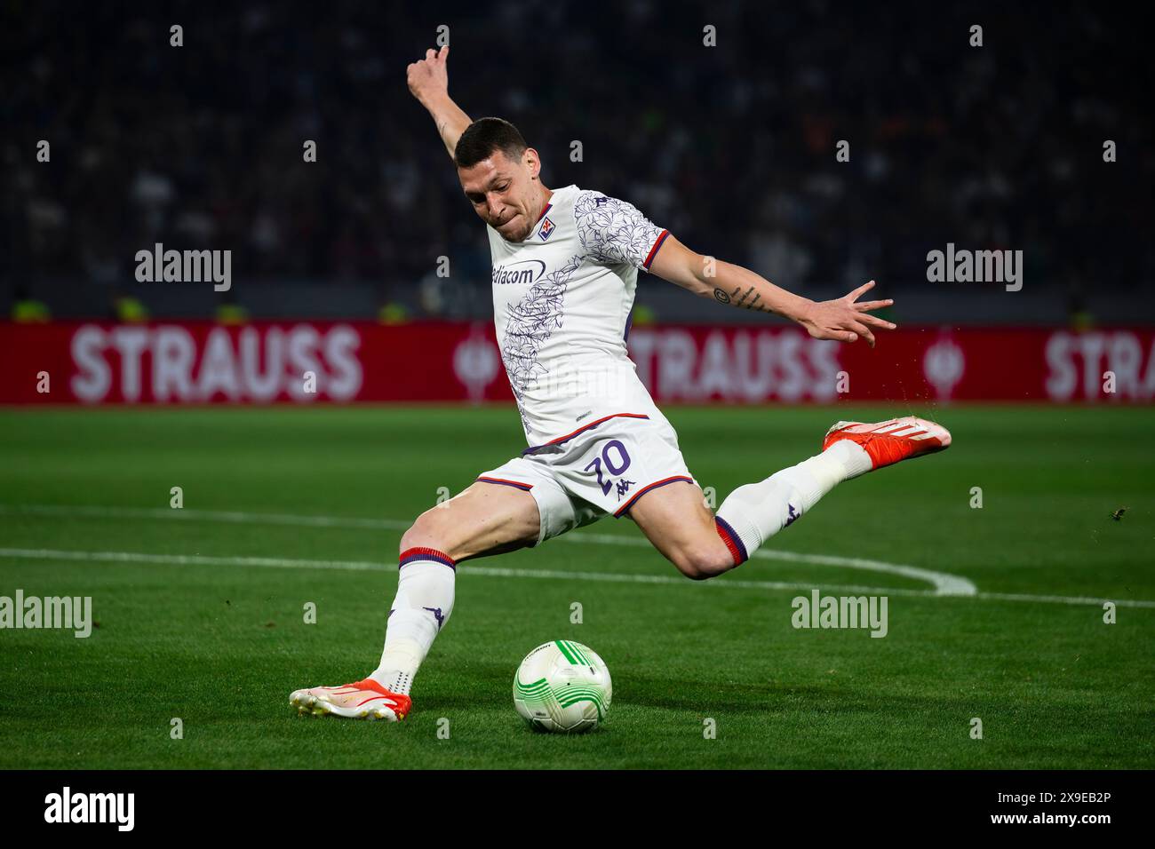 Athens, Greece. 29 May 2024. Andrea Belotti of ACF Fiorentina kicks the ...