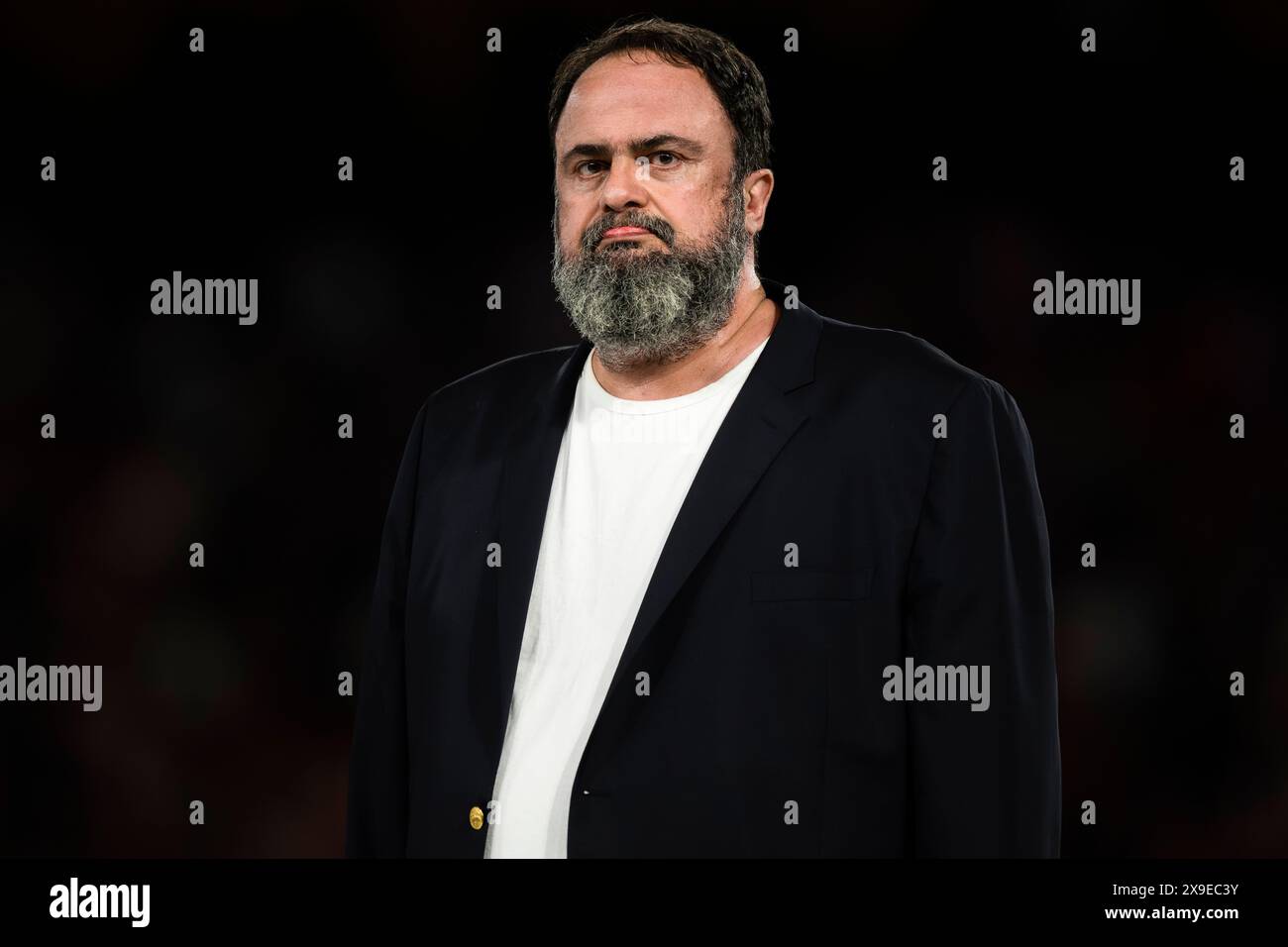 Athens, Greece. 29 May 2024. Evangelos Marinakis look son during the ...