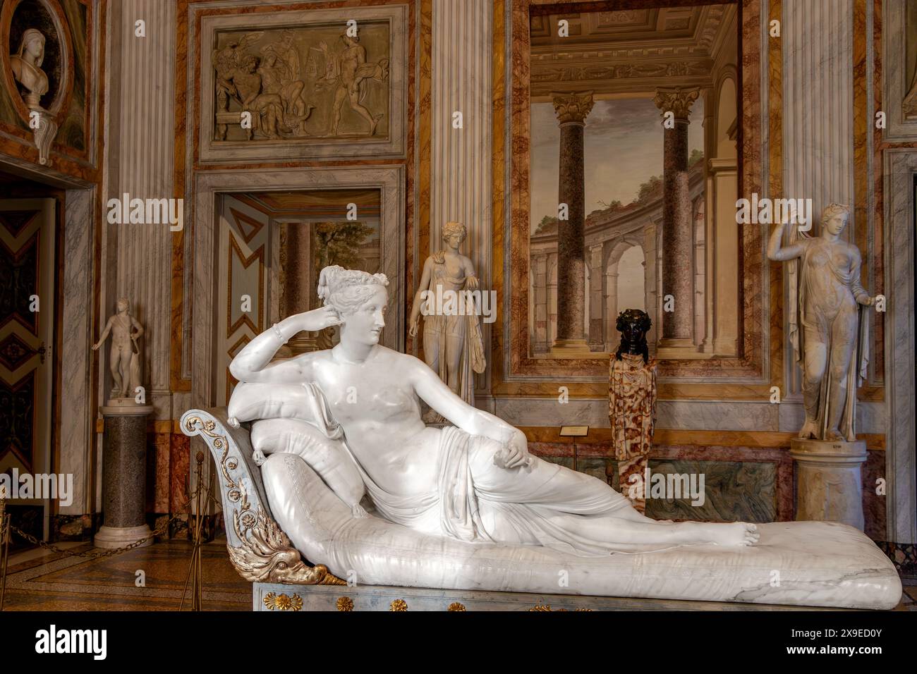 Pauline Bonaparte as Venus Victrix a life-size neo-Classical sculpture by the Italian sculptor ...