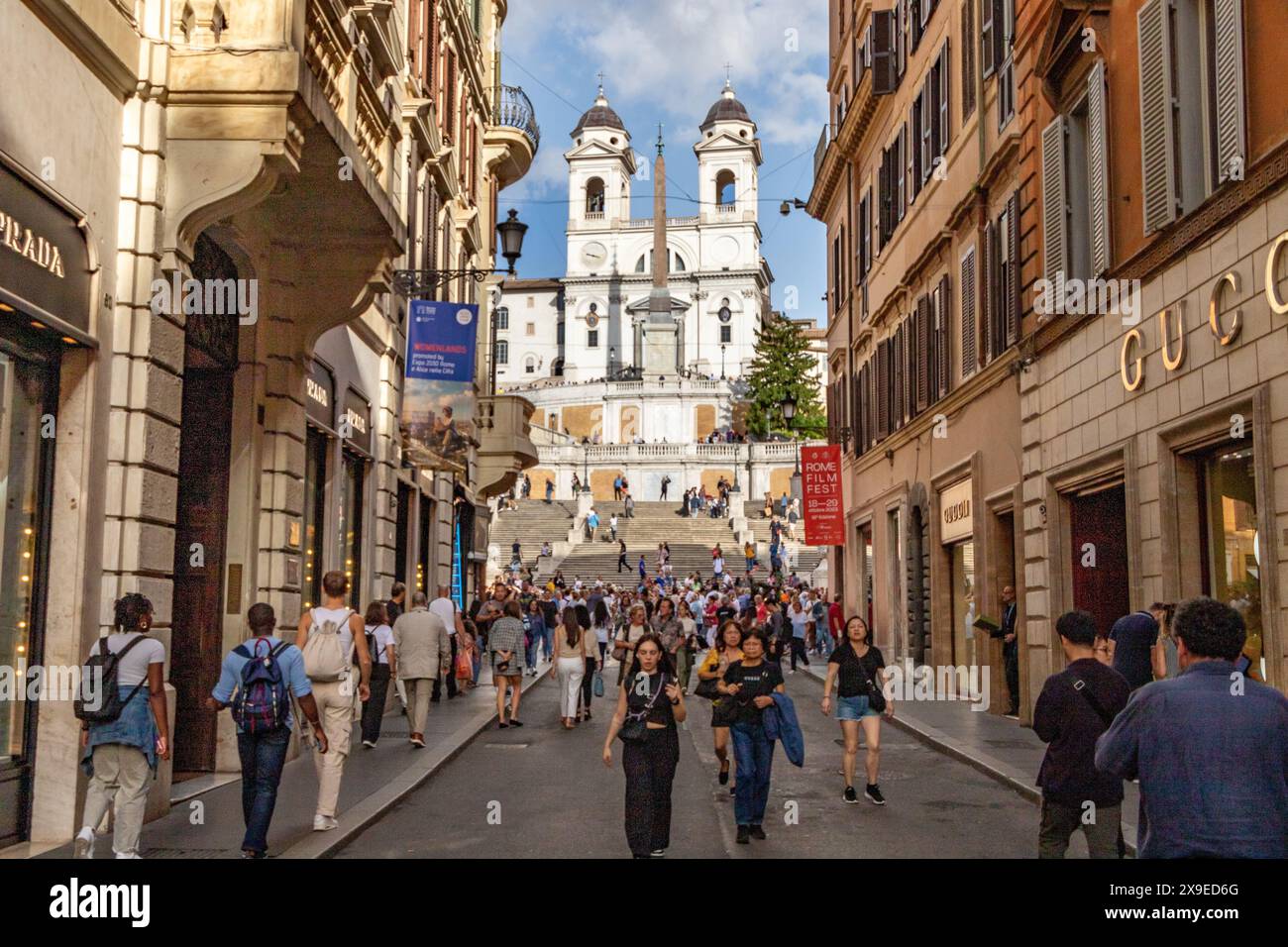People walking on People walking along Via dei Condotti a fashionable ...