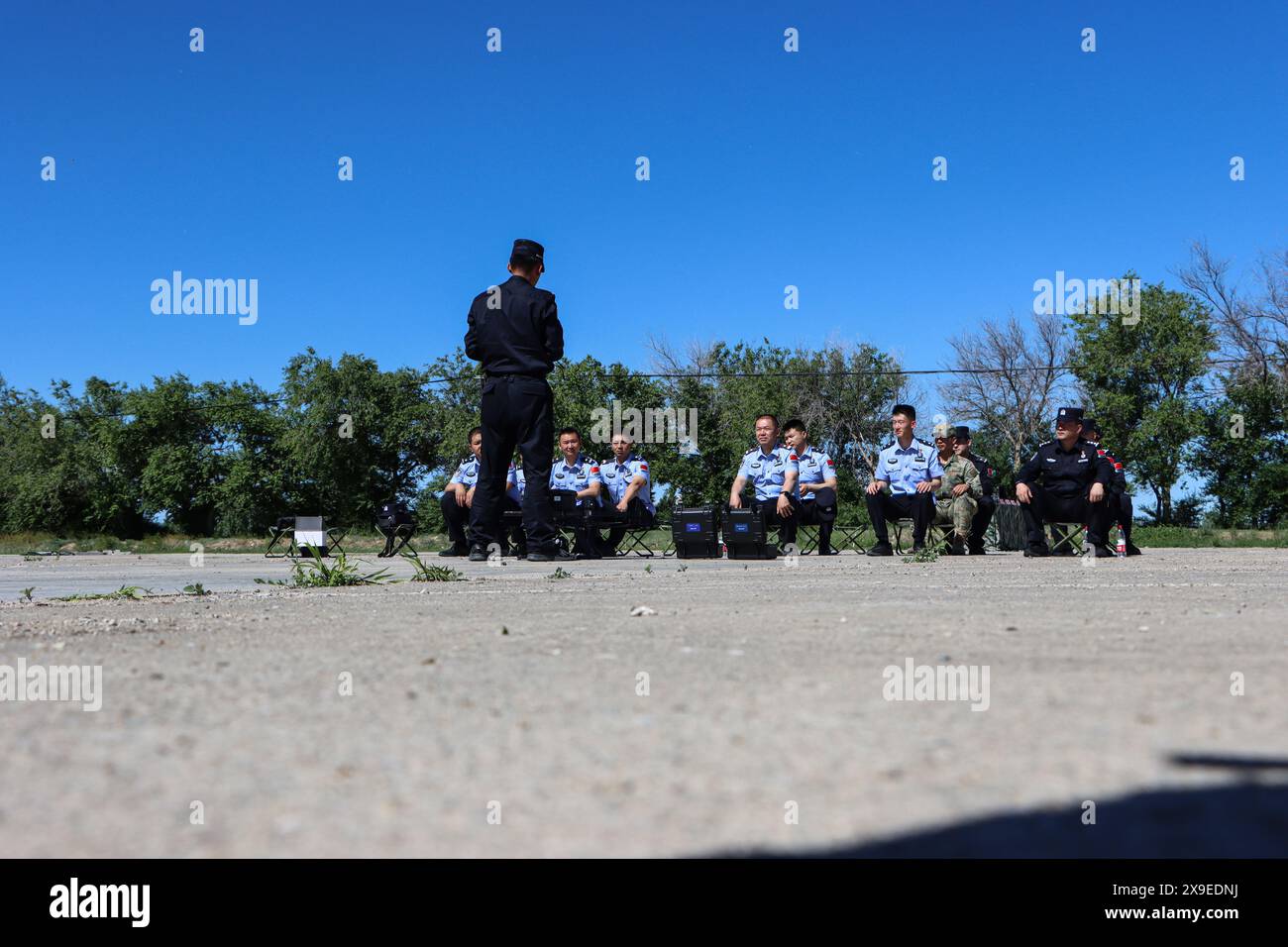 ALTAY, CHINA - MAY 31, 2024 - Border police explain the types of drones ...