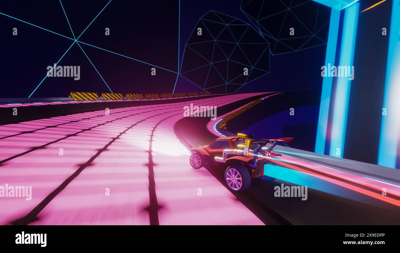 Gameplay of an Off-Road Racing Video Game in Futuristic Sci-Fi Fantasy ...